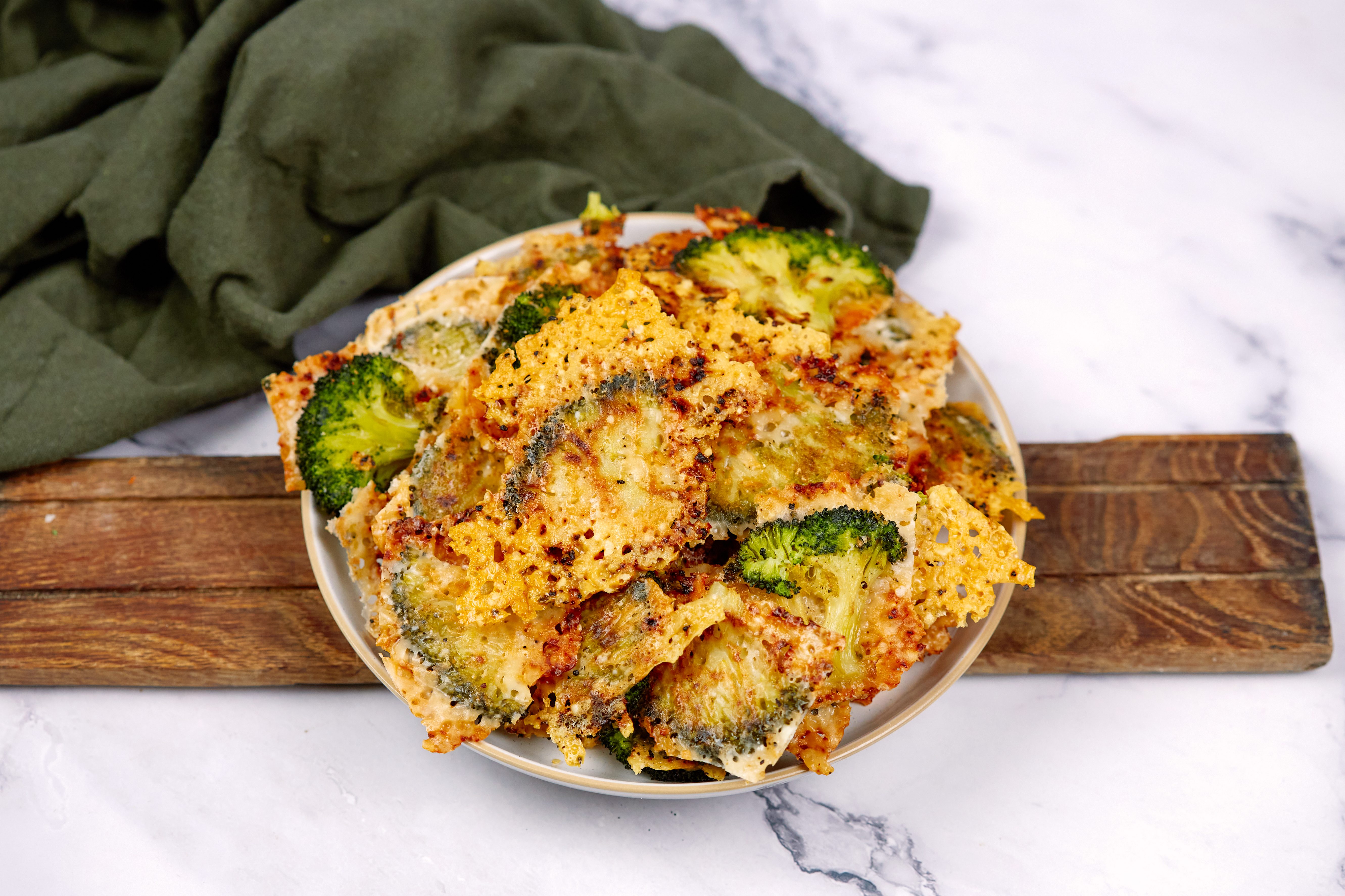 Crispy Baked Parmesan Broccoli Chips