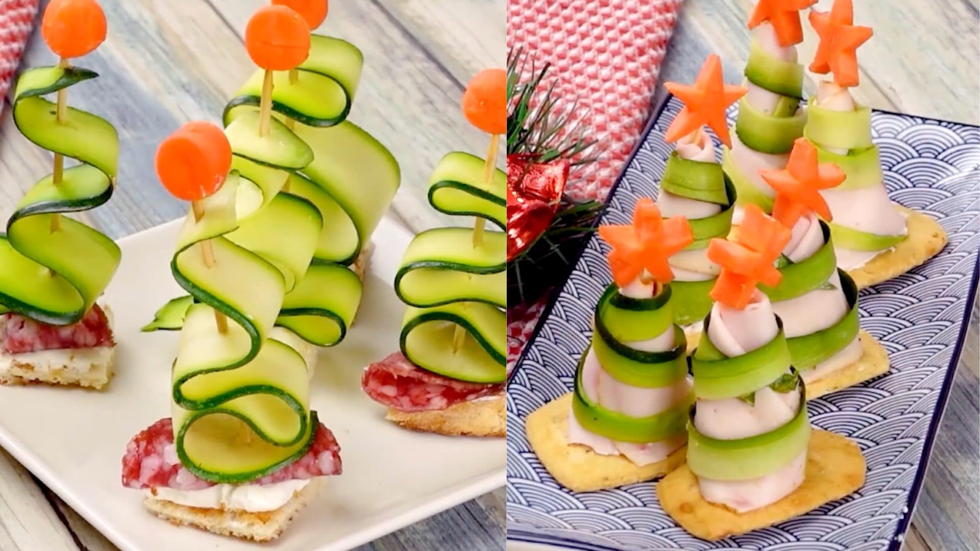 No-Bake Christmas Tree Appetizers Made With Bread & Cracker Trees