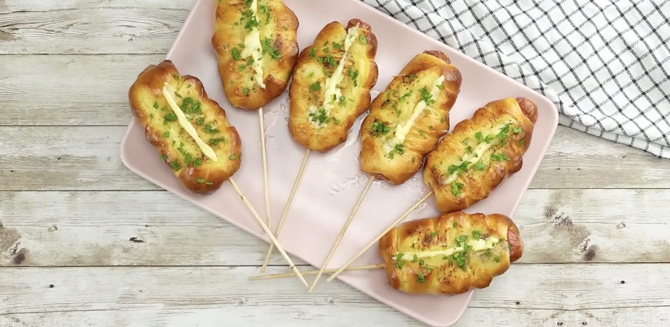 Fluffy Homemade Hot Dog Sausage Brioche Skewers